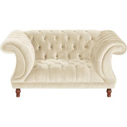 Max Winzer Loveseat »Isabelle, Loungesessel« Knopfheftung & gedrechselten Füßen in Buche Nussbaum, Breite 167 cm creme