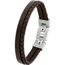 s.Oliver JUNIOR Armband »2038010« edelstahlfarben-braun 18 cm Leder-Armband für Jungs der Marke s.Oliver