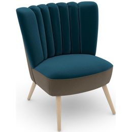 Max Winzer Sessel »build-a-chair Aspen, Loungesessel mit Samtvelours Bezug, « im Retrolook, zum Selbstgestalten sahara-petrol