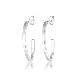 Elli Damen Paar Creolen &raquo;Creolen Ohrstecker oval 925 Sterling Silber&laquo; silber
