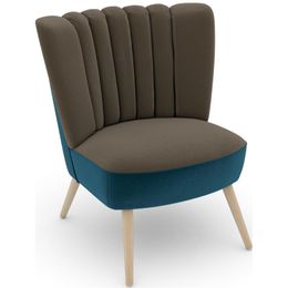 Max Winzer Sessel »build-a-chair Aspen, Loungesessel mit Samtvelours Bezug, « im Retrolook, zum Selbstgestalten petrol-sahara