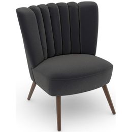 Max Winzer Sessel &raquo;build-a-chair Aspen, Loungesessel mit Samtvelours Bezug, &laquo; im Retrolook, zum Selbstgestalten anthrazit