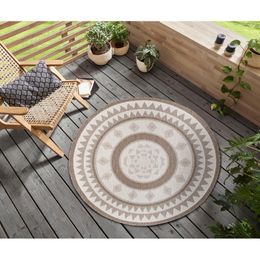 NORTHRUGS Teppich »Jamaica« rund 5 mm Höhe In-& Outdoor, Wetterfest, Balkon, Garten, Wohnzimmer, Wasserfest linen white Obermaterial: 100%...