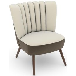 Max Winzer Sessel »build-a-chair Aspen, Loungesessel mit Samtvelours Bezug, « im Retrolook, zum Selbstgestalten sand-creme