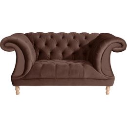 Max Winzer Loveseat »Isabelle, Loungesessel« mit Knopfheftung & gedrechselten Füßen in Buche natur, Breite 167 cm braun