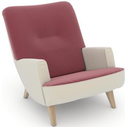 Max Winzer Loungesessel »build-a-chair Borano außergewöhnlicher Sessel, tolle Farbkombinationen« modern im Retrolook, zum Selbstgestalten creme/ rosé