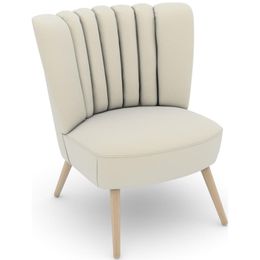 Max Winzer Sessel »build-a-chair Aspen, Loungesessel mit Samtvelours Bezug, « im Retrolook, zum Selbstgestalten creme