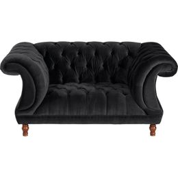 Max Winzer Loveseat »Isabelle, Loungesessel« Knopfheftung & gedrechselten Füßen in Buche Nussbaum, Breite 167 cm schwarz