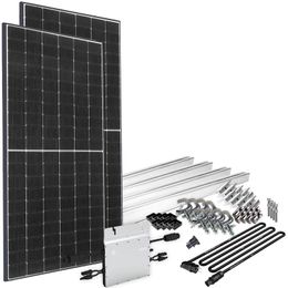OFFGRIDTEC Solaranlage &raquo;Solar-Direct 830W HM-600&laquo; Schuko-Anschluss, 5 m Anschlusskabel, Montageset Balkongel&auml;nder schwarz Anchlussset enthalten