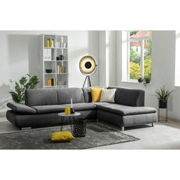 Max Winzer Ecksofa »Toulouse modern und bequem, aktuelles Design, hoher Sitzkomfort« mit klappbaren Armlehnen, Breite 271 cm anthrazit