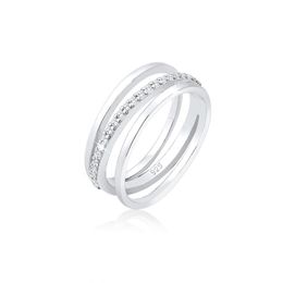 Elli Premium Fingerring &raquo;Wickelring Zirkonia Wei&szlig; 925 Sterling Silber&laquo; Silber 52 mm Ring f&uuml;r Damen mit Zirkonia Steinen verleiht jedem Outfit einen...