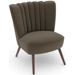 Max Winzer Sessel »build-a-chair Aspen, Loungesessel mit Samtvelours Bezug, « im Retrolook, zum Selbstgestalten sahara