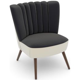 Max Winzer Sessel »build-a-chair Aspen, Loungesessel mit Samtvelours Bezug, « im Retrolook, zum Selbstgestalten creme-anthrazit