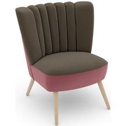 Max Winzer Sessel »build-a-chair Aspen, Loungesessel mit Samtvelours Bezug, « im Retrolook, zum Selbstgestalten rose-sahara