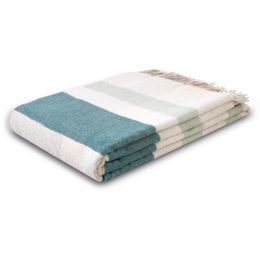 Biederlack Plaid »Teal Charming« mit Franse natur-grün Obermaterial: 80% Wolle, 20% Kaschmir B/L: 150 cm x 200 cm