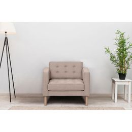 GEPADE Loungesessel &raquo;Clubsessel und Designsessel mit aufwendiger R&uuml;cken- und Sitzoptik, &laquo; mit buchefarbenen Holzf&uuml;&szlig;e Beige