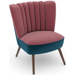 Max Winzer Sessel »build-a-chair Aspen, Loungesessel mit Samtvelours Bezug, « im Retrolook, zum Selbstgestalten petrol-rosé