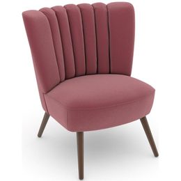 Max Winzer Sessel »build-a-chair Aspen, Loungesessel mit Samtvelours Bezug, « im Retrolook, zum Selbstgestalten rosé