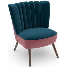 Max Winzer Sessel »build-a-chair Aspen, Loungesessel mit Samtvelours Bezug, « im Retrolook, zum Selbstgestalten rose-petrol