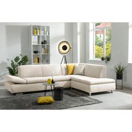 Max Winzer Ecksofa »Toulouse modern und bequem, aktuelles Design, hoher Sitzkomfort« mit klappbaren Armlehnen, Breite 271 cm beige