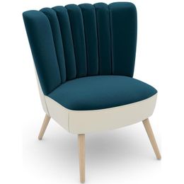 Max Winzer Sessel »build-a-chair Aspen, Loungesessel mit Samtvelours Bezug, « im Retrolook, zum Selbstgestalten creme-petrol