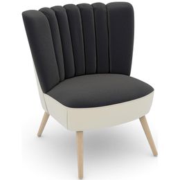 Max Winzer Sessel »build-a-chair Aspen, Loungesessel mit Samtvelours Bezug, « im Retrolook, zum Selbstgestalten creme-anthrazit