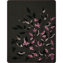 Biederlack Wohndecke »Dark Vine« mit geketteltem Zierstich schwarz-pink Obermaterial: 58% Baumwolle, 35% Polyacryl, 7% Polyester B/L: 150 cm x 200 cm