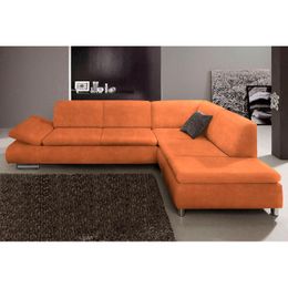 Max Winzer Ecksofa »Toulouse modern und bequem, aktuelles Design, hoher Sitzkomfort« mit klappbaren Armlehnen, Breite 237 cm cognac