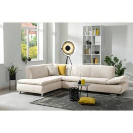 Max Winzer Ecksofa »Toulouse modern und bequem, aktuelles Design, hoher Sitzkomfort« mit klappbaren Armlehnen, Breite 271 cm beige
