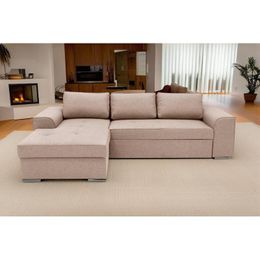 GEPADE Ecksofa »Karla, L-Form« inkl. Bettfunktion und Bettkasten hellbraun (light brown)