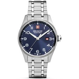 SWISS MILITARY HANOWA Quarzuhr »THUNDERBOLT, SMWGH0000802« Armbanduhr, Herrenuhr, Swiss Made, Datum, Saphirglas silberfarben Geschmackvolle...