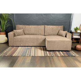 GEPADE Ecksofa »Lotte, L-Form« Schlaffunktion, Zierkissen, Stauraum, beidseitig montierbar Beige-Grau