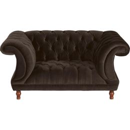 Max Winzer Loveseat »Isabelle, Loungesessel« Knopfheftung & gedrechselten Füßen in Buche Nussbaum, Breite 167 cm braun