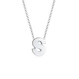 Elli Kette mit Anhänger »Buchstabe S Initialen 925 Sterling Silver« Silber 45 Halskette für Damen aus 925 Sterling Silber mit mattem Finish...