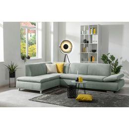Max Winzer Ecksofa »Toulouse modern und bequem, aktuelles Design, hoher Sitzkomfort« mit klappbaren Armlehnen, Breite 271 cm hellgrün
