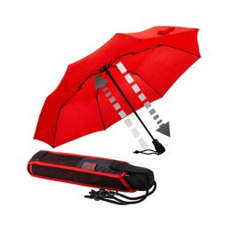 Euroschirm Taschenregenschirm »light trek automatic«, kompakte Größe, mit Automatik und integriertem Kompass im Griff rot
