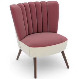 Max Winzer Sessel »build-a-chair Aspen, Loungesessel mit Samtvelours Bezug, « im Retrolook, zum Selbstgestalten creme-rosé