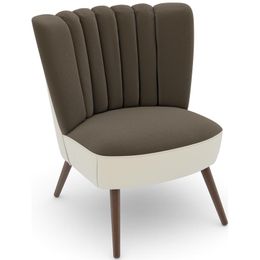 Max Winzer Sessel &raquo;build-a-chair Aspen, Loungesessel mit Samtvelours Bezug, &laquo; im Retrolook, zum Selbstgestalten creme-sahara