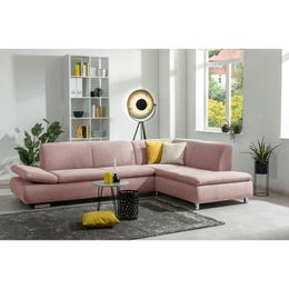Max Winzer Ecksofa »Toulouse modern und bequem, aktuelles Design, hoher Sitzkomfort« mit klappbaren Armlehnen, Breite 271 cm rosé