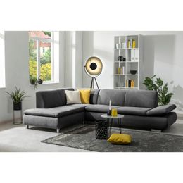 Max Winzer Ecksofa »Toulouse modern und bequem, aktuelles Design, hoher Sitzkomfort« mit klappbaren Armlehnen, Breite 271 cm anthrazit