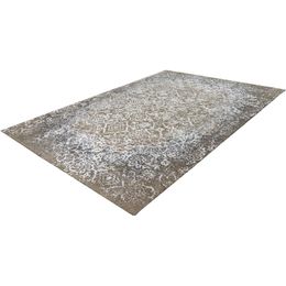 Kayoom Teppich &raquo;River 160&laquo; rechteckig 10 mm H&ouml;he Jacquard, Retro- und Vintage-Design, Baumwollr&uuml;cken gr&uuml;n Baumwolle