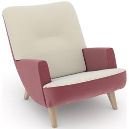 Max Winzer Loungesessel »build-a-chair Borano außergewöhnlicher Sessel, tolle Farbkombinationen« modern im Retrolook, zum Selbstgestalten rose/ creme