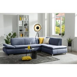 Max Winzer Ecksofa »Toulouse modern und bequem, aktuelles Design, hoher Sitzkomfort« mit klappbaren Armlehnen, Breite 271 cm blau