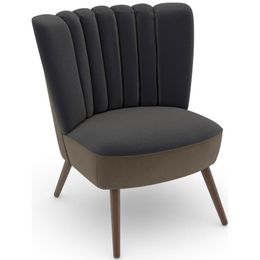 Max Winzer Sessel »build-a-chair Aspen, Loungesessel mit Samtvelours Bezug, « im Retrolook, zum Selbstgestalten sahara-anthrazit
