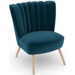 Max Winzer Sessel »build-a-chair Aspen, Loungesessel mit Samtvelours Bezug, « im Retrolook, zum Selbstgestalten petrol