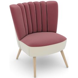 Max Winzer Sessel »build-a-chair Aspen, Loungesessel mit Samtvelours Bezug, « im Retrolook, zum Selbstgestalten creme-rosé