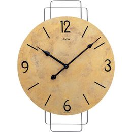 AMS Wanduhr Made in Germany, Wohnzimmer, Esszimmer, Küche, Arbeitszimmer, Büro, Flur schwarz-altgoldfarben Stilsichere Wanduhr