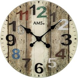 AMS Wanduhr »W9650« Quarzuhr, Glas, Wohnzimmer, Esszimmer, Küche, Arbeitszimmer, Büro, Flur bunt Schöne Wanduhr