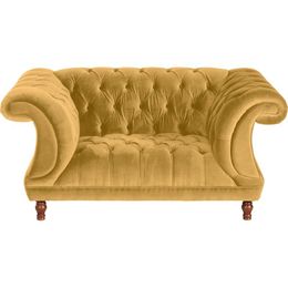 Max Winzer Loveseat »Isabelle, Loungesessel« Knopfheftung & gedrechselten Füßen in Buche Nussbaum, Breite 167 cm mais