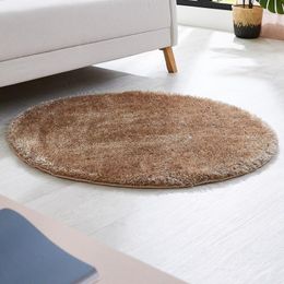 LUXOR living Hochflor-Teppich &raquo;Gela&laquo; rund 45 mm H&ouml;he Uni Farben, weich und flauschig, ideal im Wohnzimmer & Schlafzimmer taupe Obermaterial: 100%...